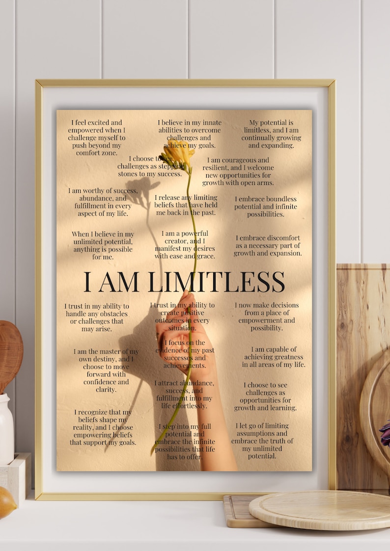 Printable Affirmation Poster Inspiring 'limitless' Quotes for Daily ...