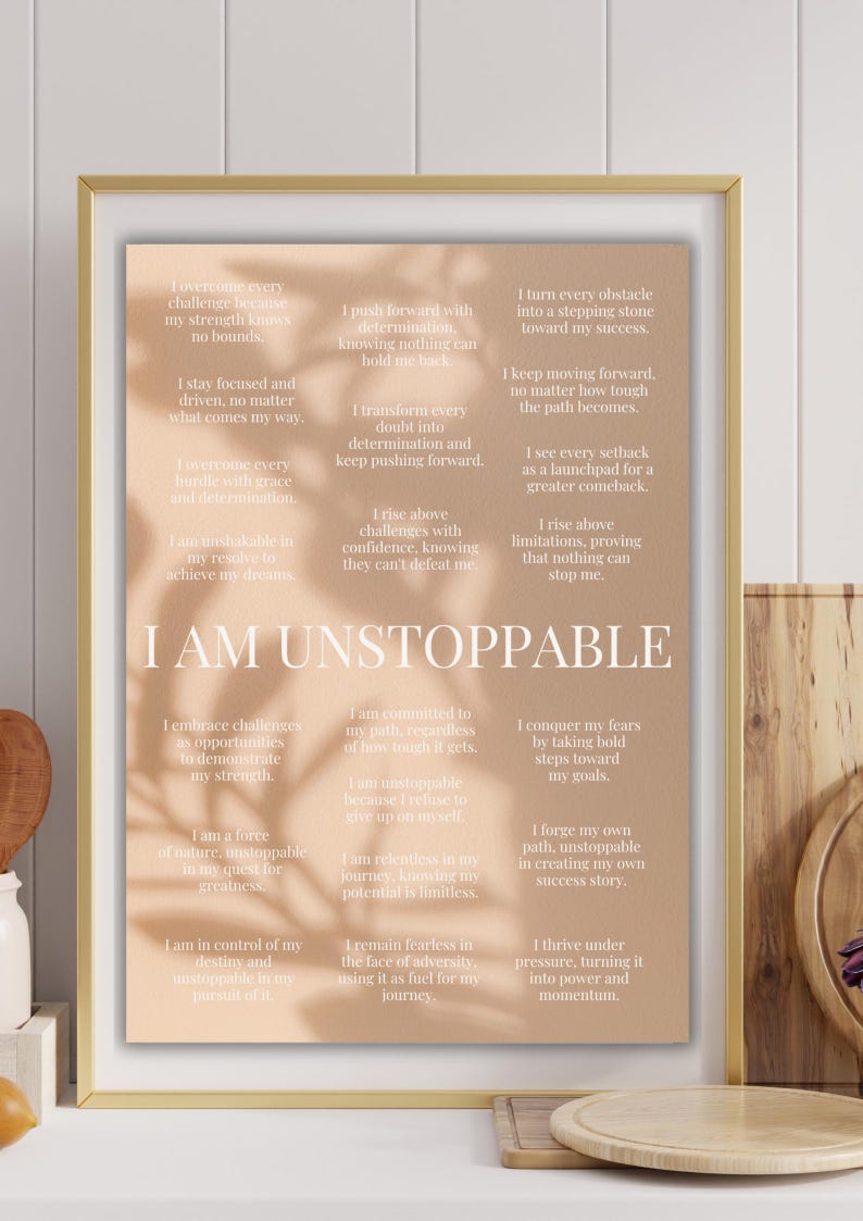 Unstoppable Living Affirmation Poster - Printable Inspirational Wall ...