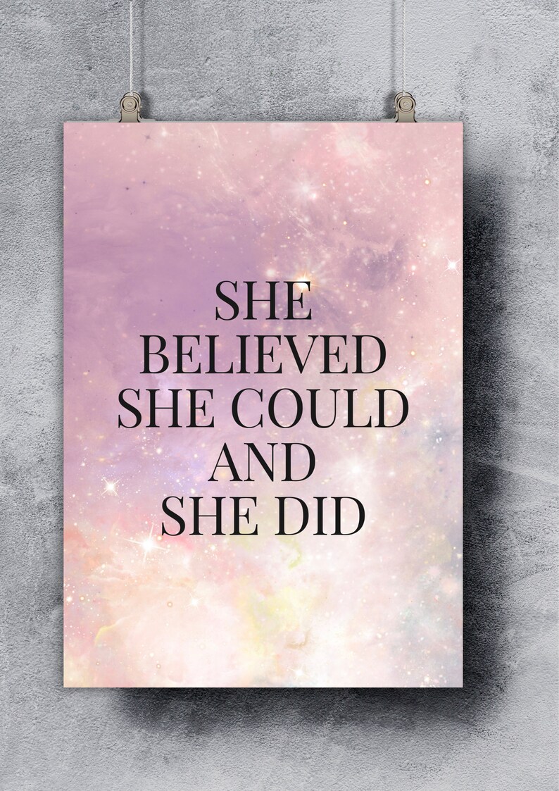She Believed She Could Poster: Inspiring Wall Art for Motivation ...