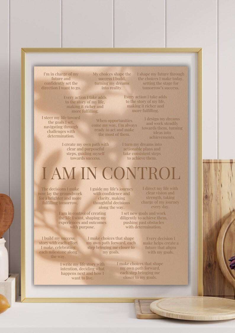 Empowering Printable Affirmation Poster – Daily 'in Control' Quotes for ...