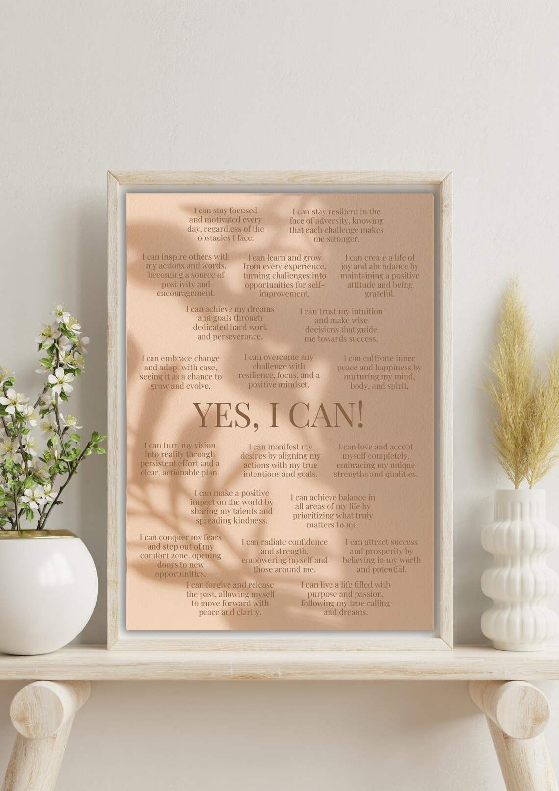Yes, I Can - Printable Affirmation Poster: Elevate Daily Confidence and ...