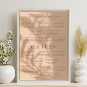 Yes, I Can Printable Affirmation Poster: Elevate Daily Confidence and ...