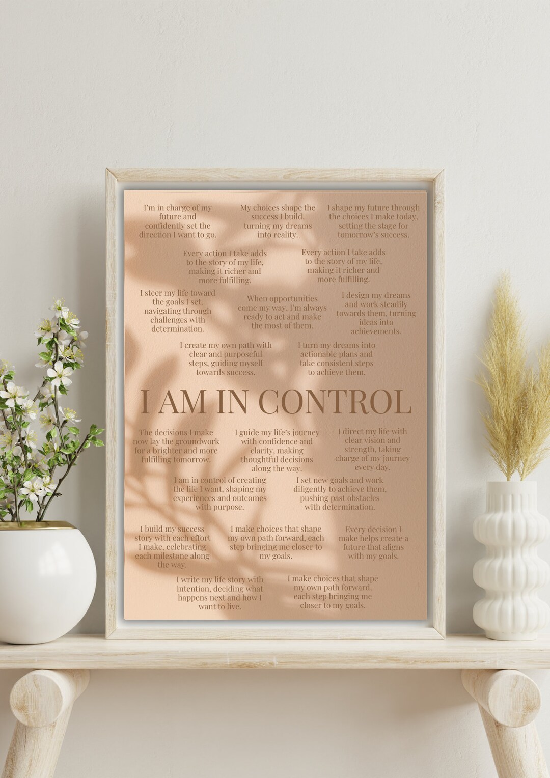 Empowering Printable Affirmation Poster – Daily 'in Control' Quotes for ...