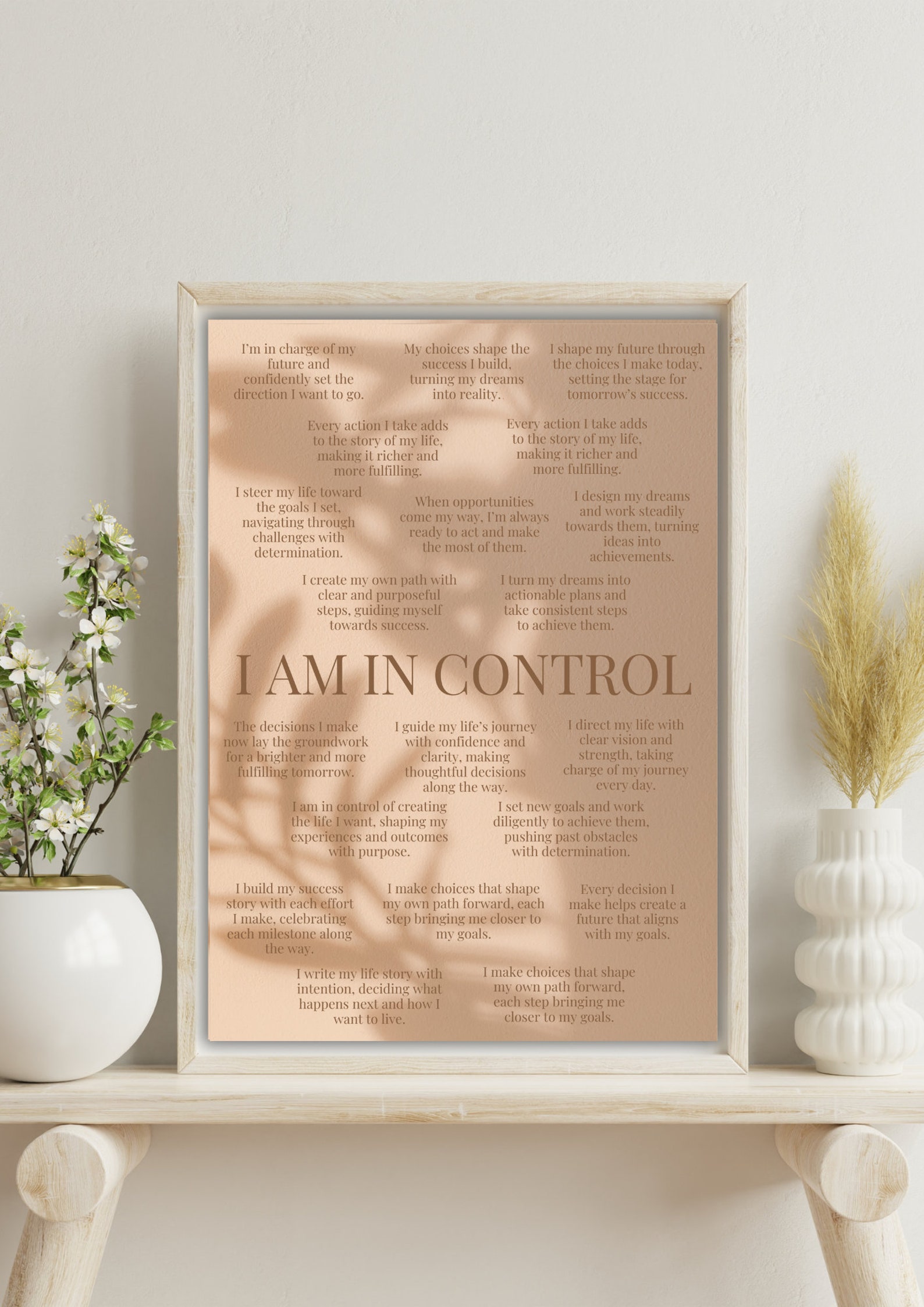 Empowering Printable Affirmation Poster – Daily 'in Control' Quotes for ...