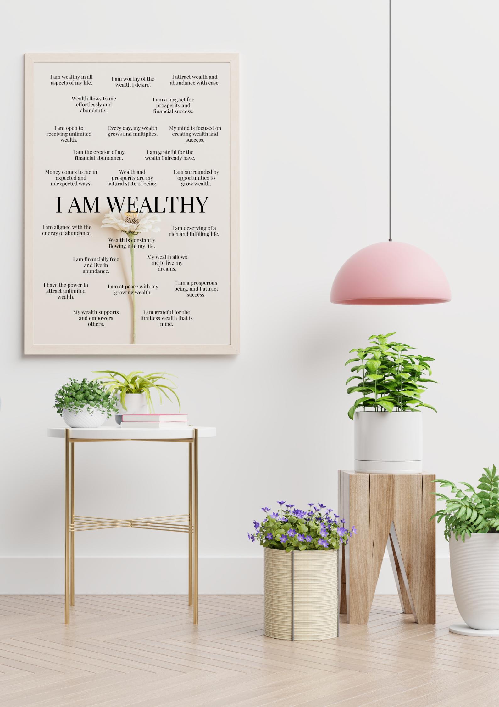 Printable Wealth Affirmations Poster: Attract Prosperity, Financial ...