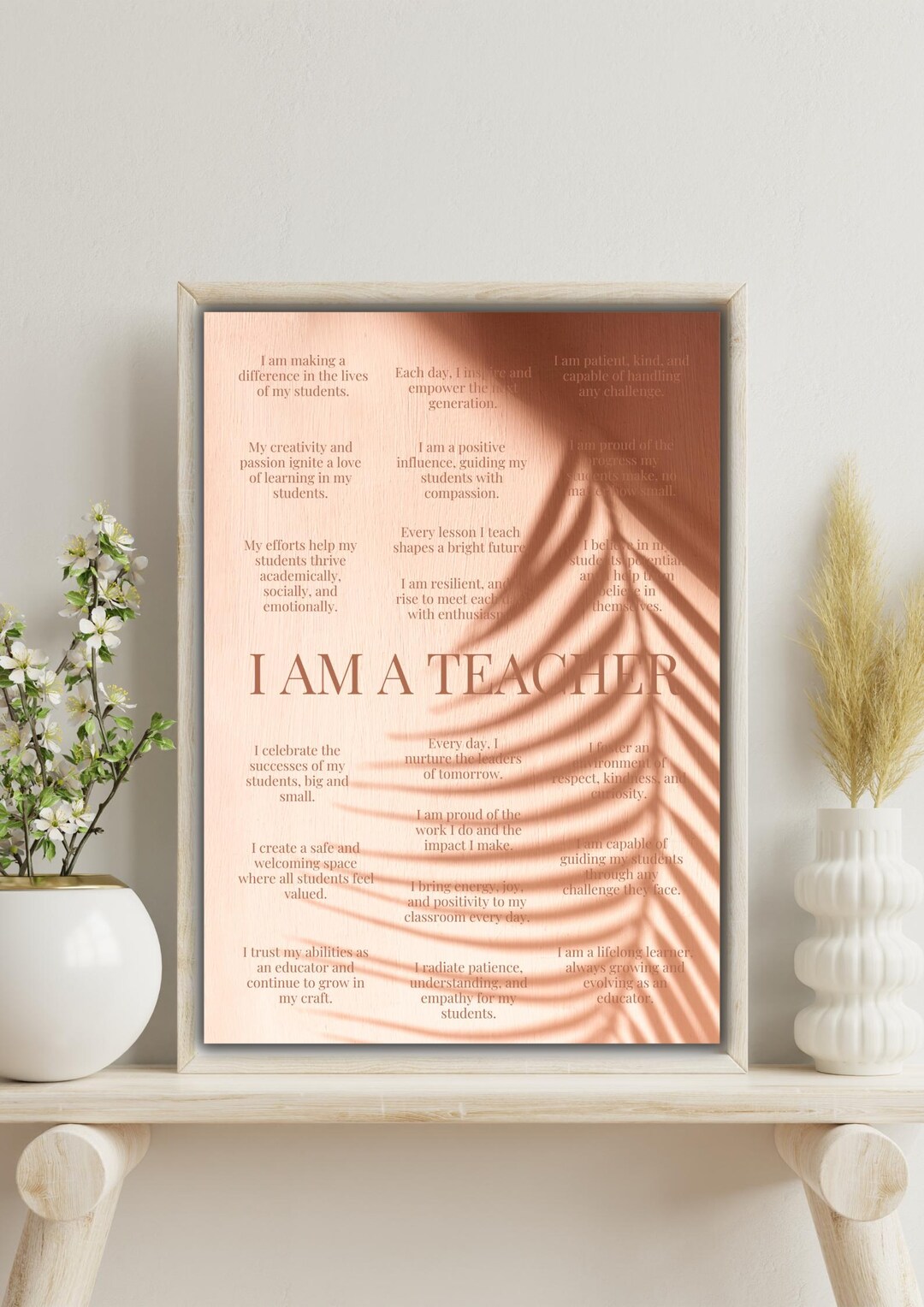 Teacher Affirmations Printable Poster | Motivational Teacher Quotes ...
