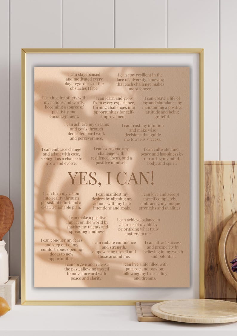 Yes, I Can - Printable Affirmation Poster: Elevate Daily Confidence and ...