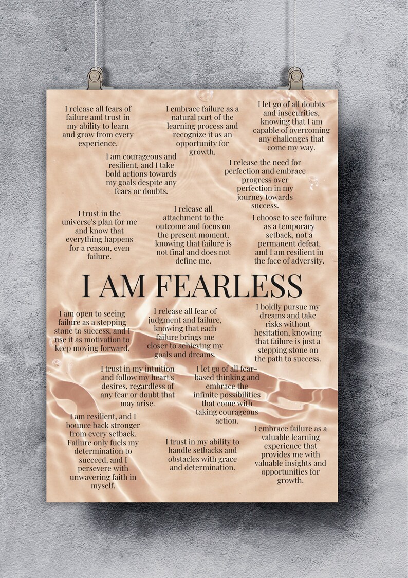 Fearless Affirmations: Printable Poster Inspiring Courage and ...