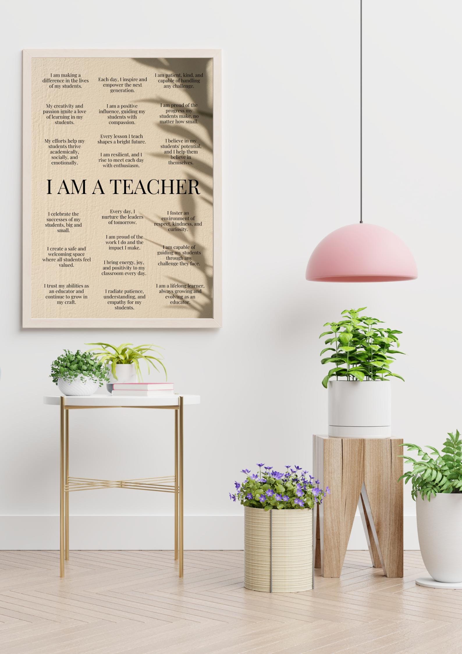 Teacher Affirmation Printable - Motivational Wall Art - Inspirational ...