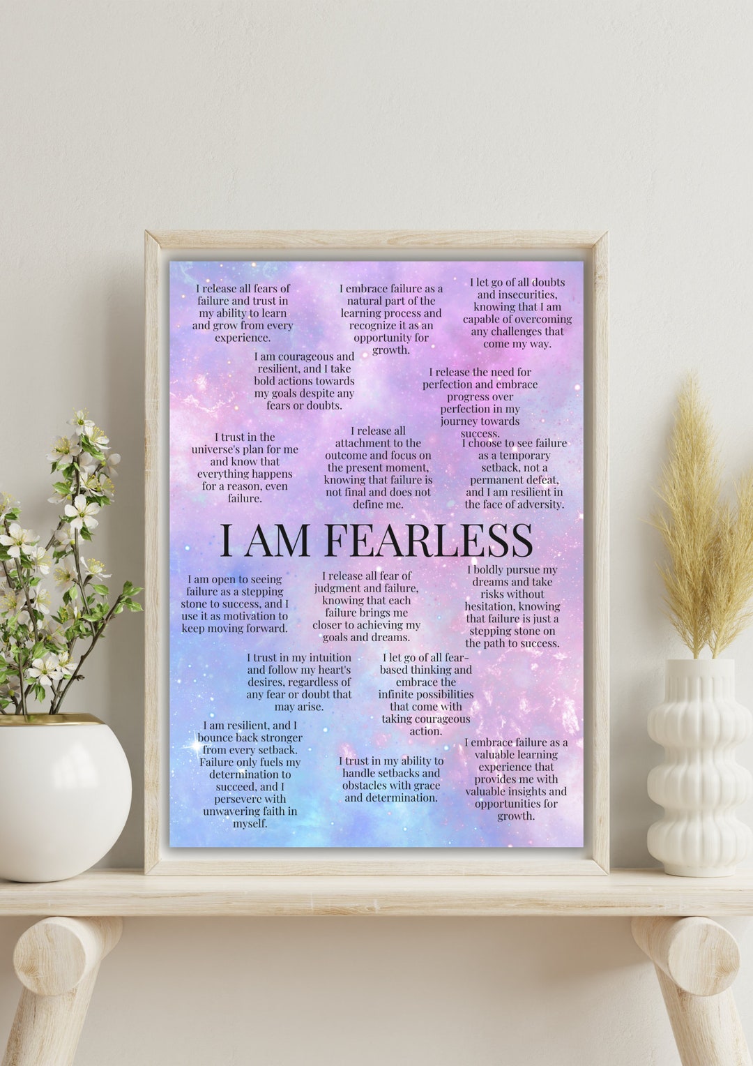 Fearless Affirmations: Printable Poster Inspiring Courage and ...