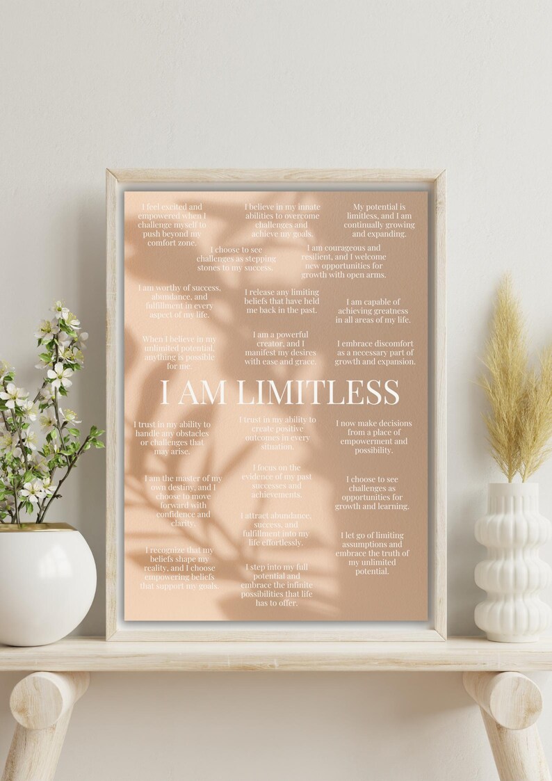 Limitless Living Affirmation Poster | Inspiring Wall Art for Personal ...
