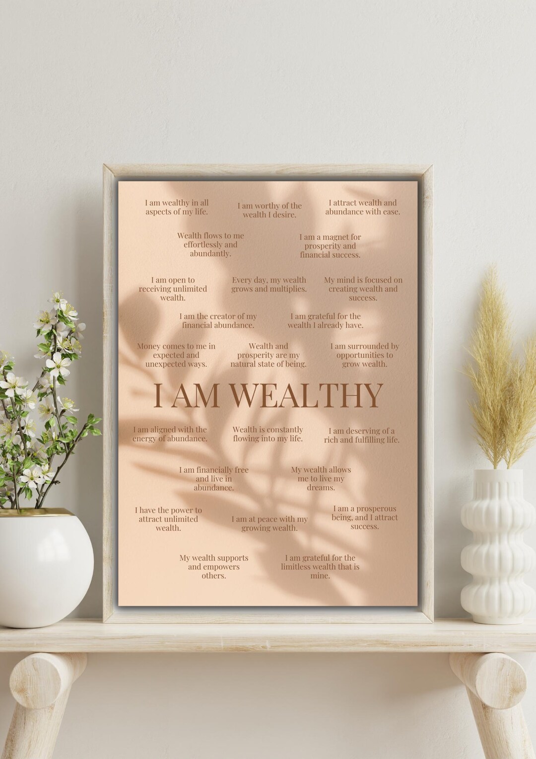 Empower Your Mindset: Printable Wealth Affirmations Poster to Attract ...