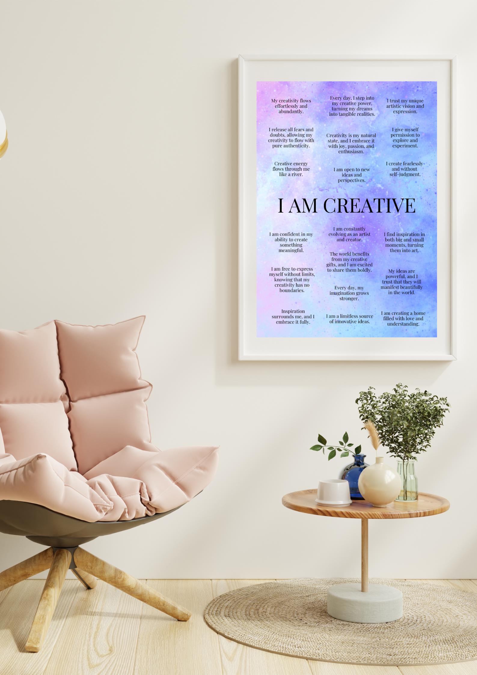 Printable Creativity Affirmation Poster | Elevate Your Ideas | Artistic ...