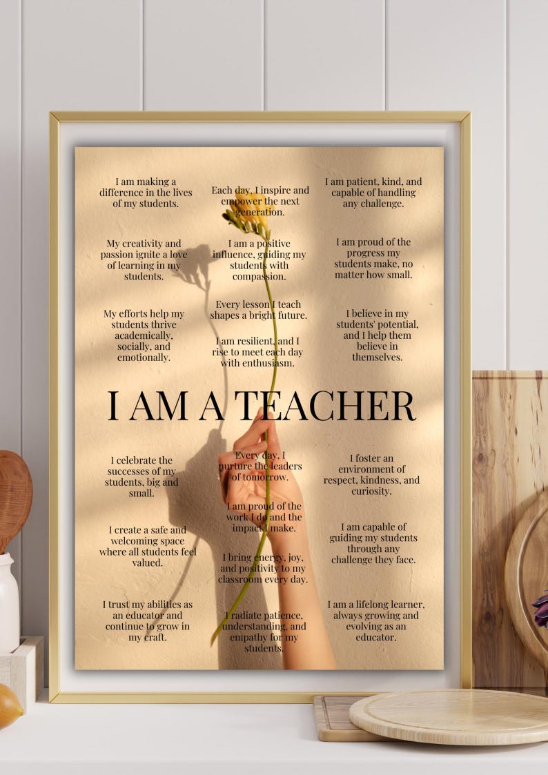 Teacher Affirmations Printable Poster | Motivational Classroom Wall Art ...