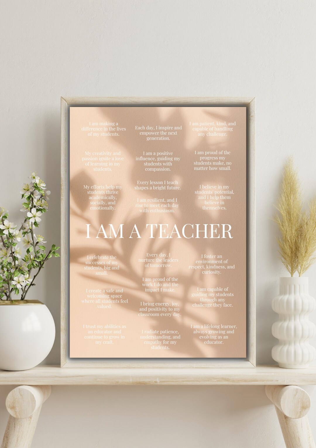Teacher Affirmations Printable Poster | Motivational Classroom Wall Art ...