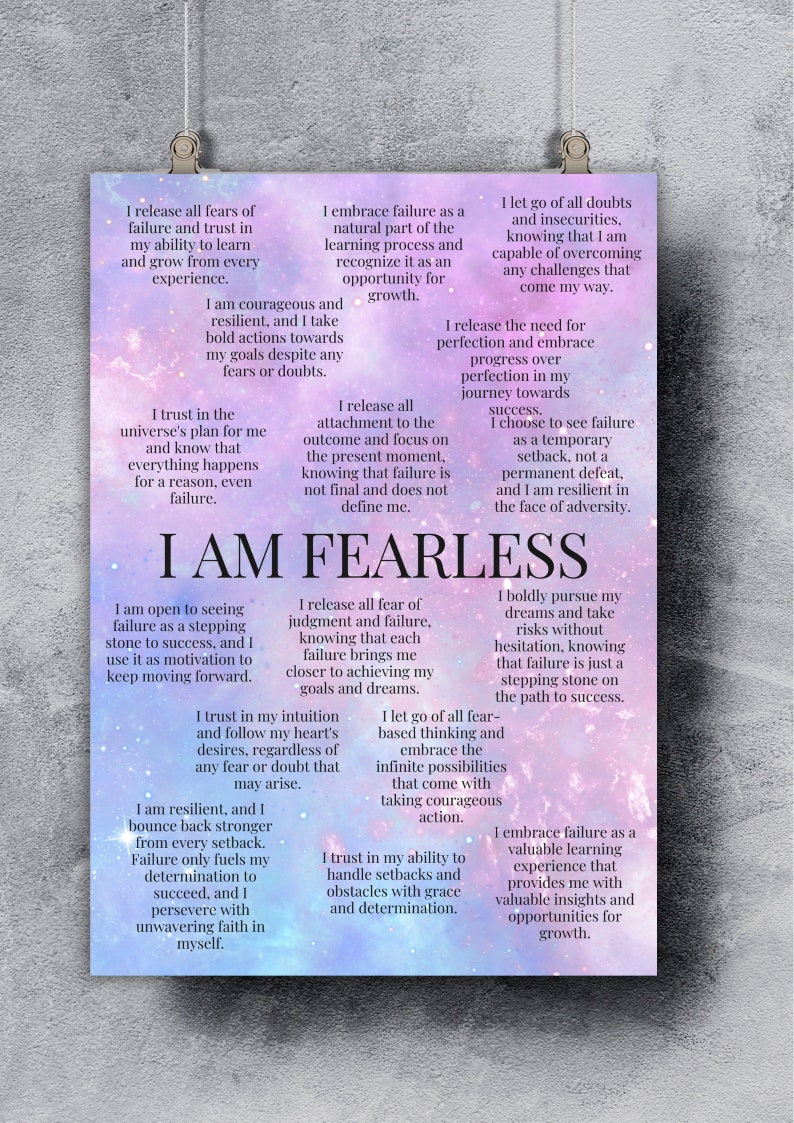 Fearless Affirmations: Printable Poster Inspiring Courage and ...