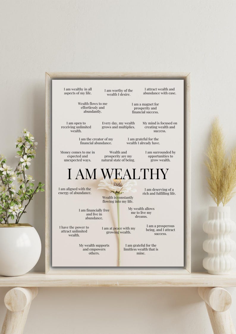 Printable Wealth Affirmations Poster: Attract Prosperity, Financial ...