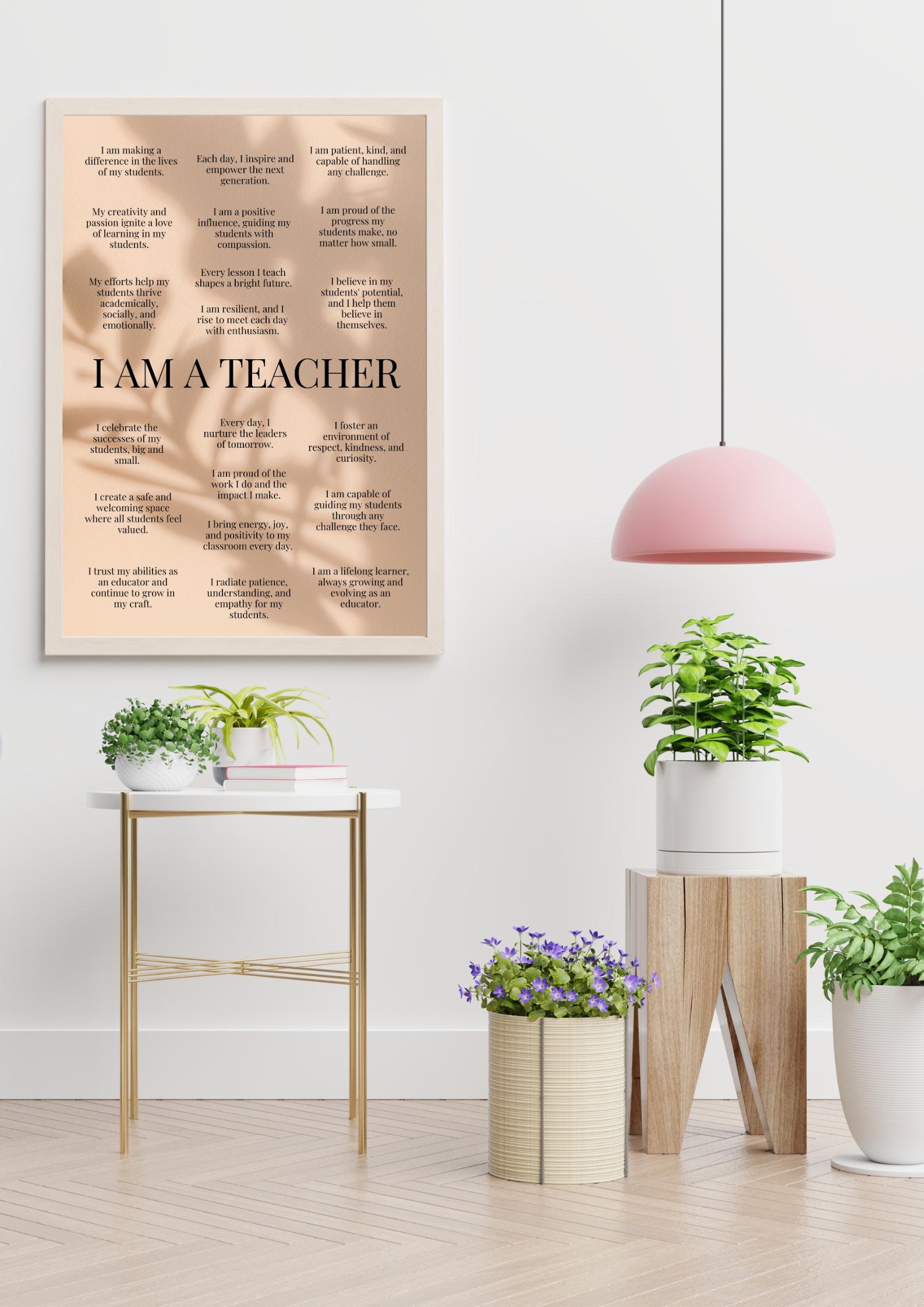 Uplifting Teacher Affirmations Printable Poster | Motivational Wall Art ...