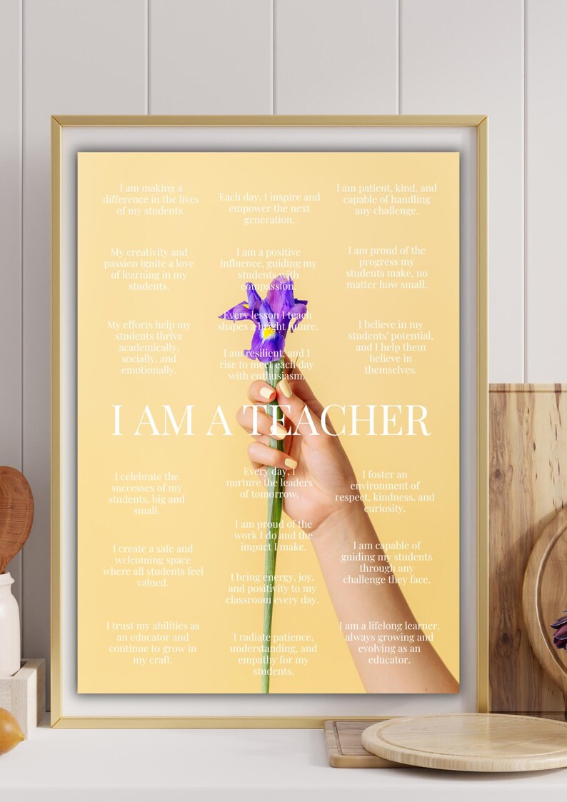 Teacher Affirmations Printable Poster | Motivational Classroom Wall Art ...