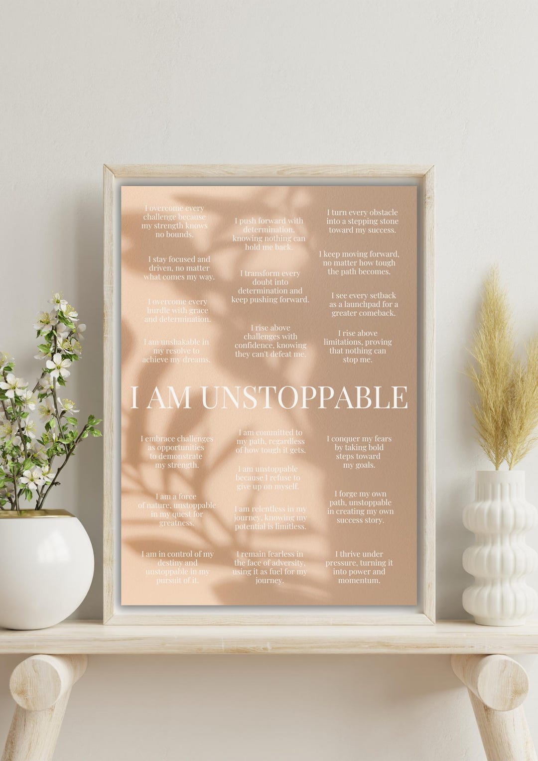 Unstoppable Living Affirmation Poster - Printable Inspirational Wall ...