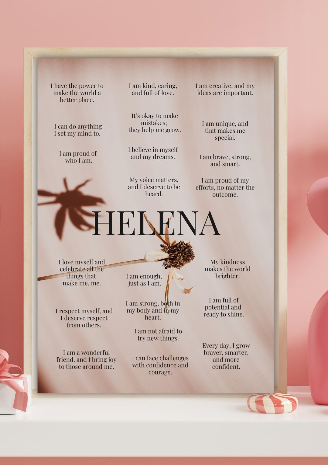 Custom Name Affirmation Poster for Girls – Personalized Printable to ...