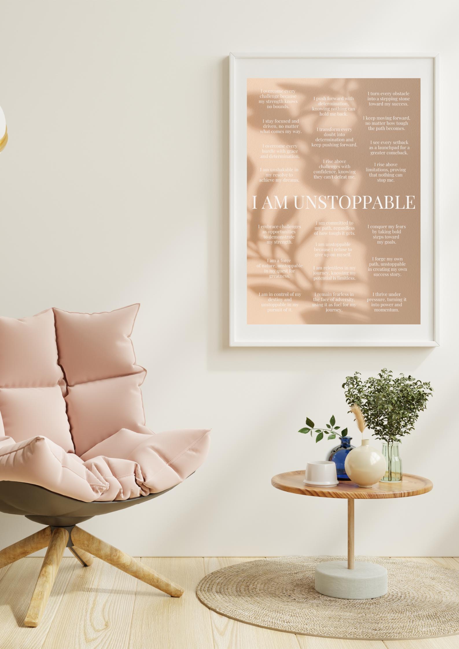 Unstoppable Living Affirmation Poster - Printable Inspirational Wall ...
