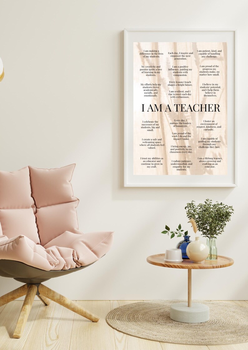 Teacher Affirmation Printable - Motivational Classroom Decor - Positive ...