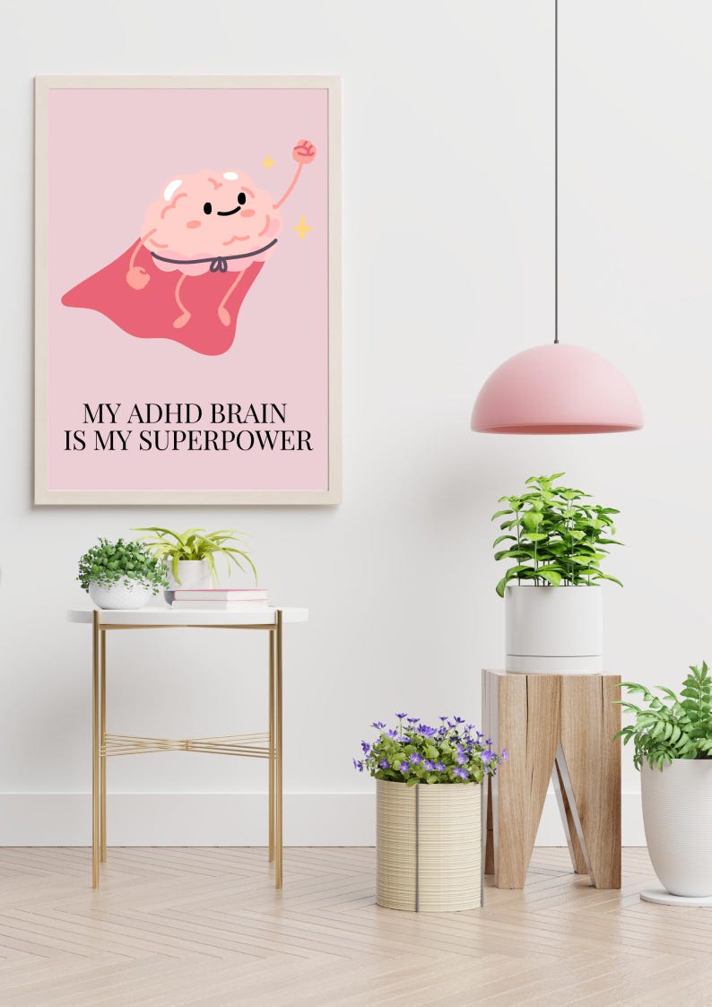 My ADHD Brain is a Superpower - Printable ADHD Affirmation Poster ...