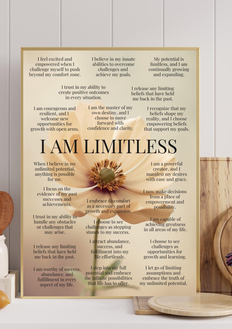 Limitless Potential Affirmation Poster Inspirational Wall Art for ...