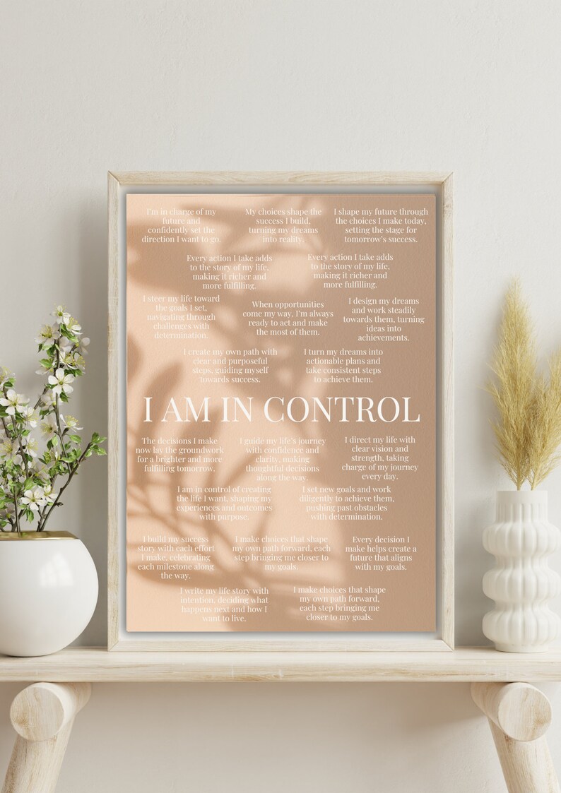 Printable Affirmation Poster – Empowering 'in Control' Quotes ...