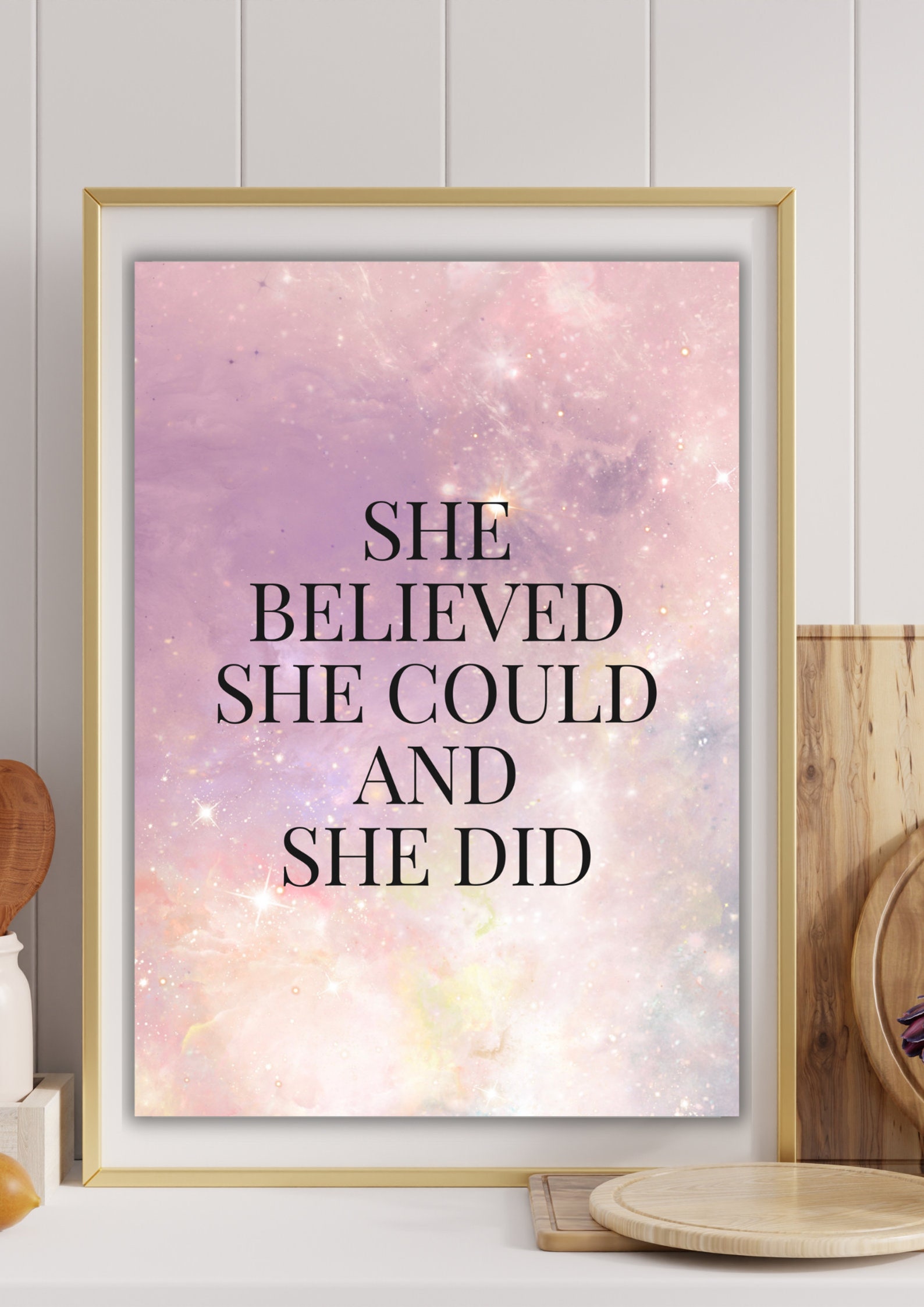 She Believed She Could Poster: Inspiring Wall Art for Motivation ...