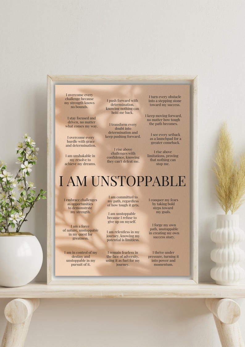 Unstoppable Living Printable Affirmation Poster - Inspiring Wall Art ...