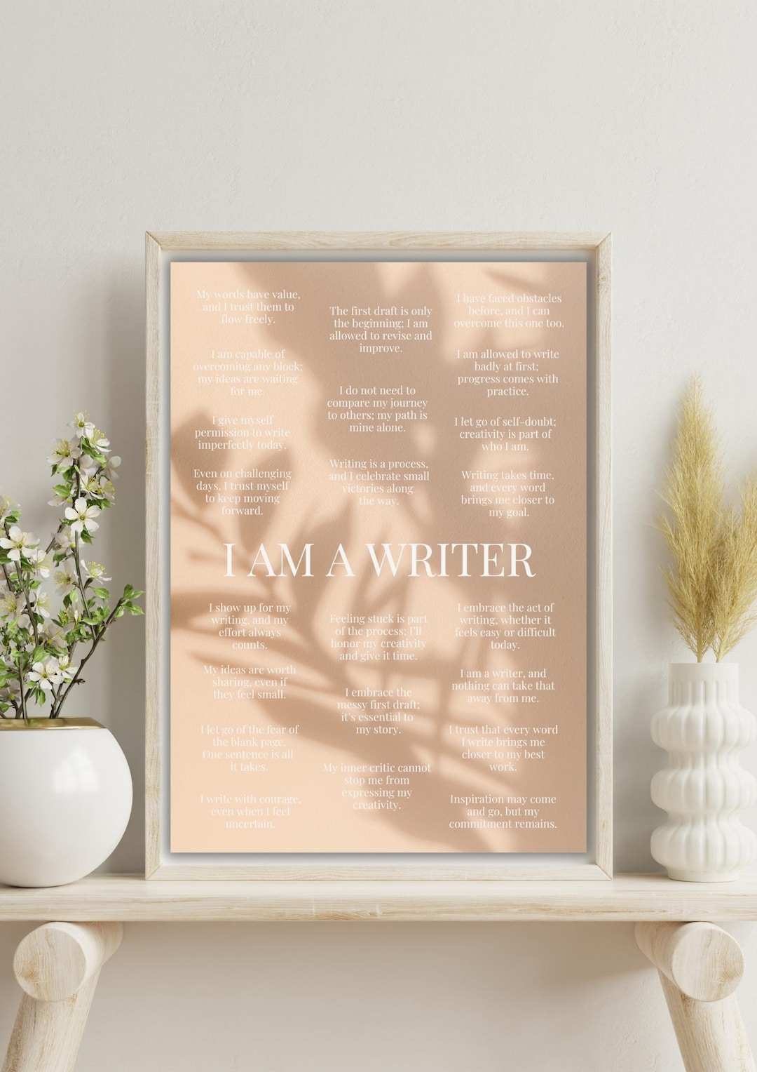 Empowering Writer Affirmations Printable Poster | Overcome Creative ...
