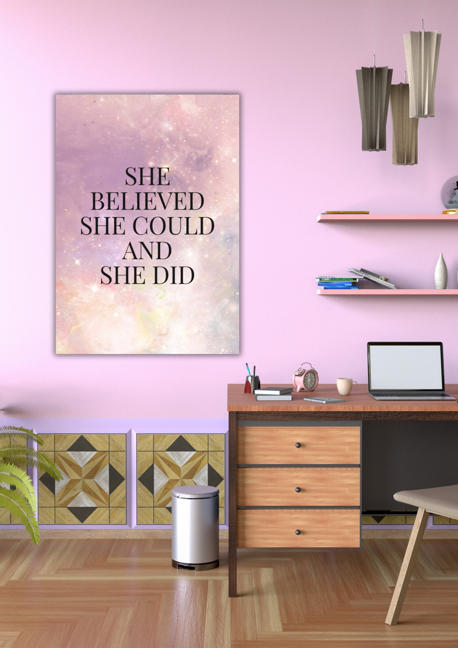 She Believed She Could Poster: Inspiring Wall Art for Motivation ...