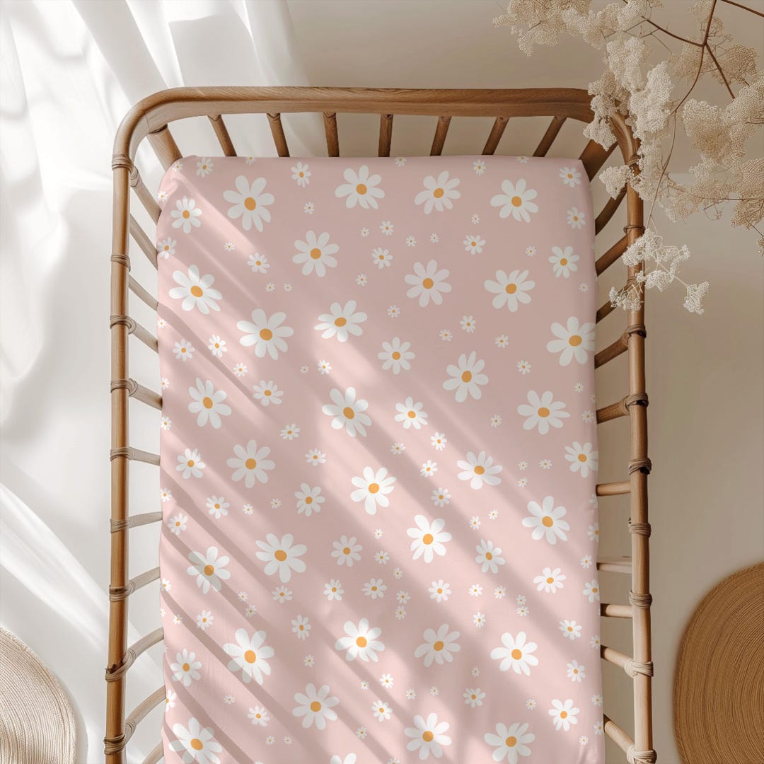 Pink Daisy Crib Sheet, Floral Swaddle Blanket, Baby Girl Blanket, Baby ...