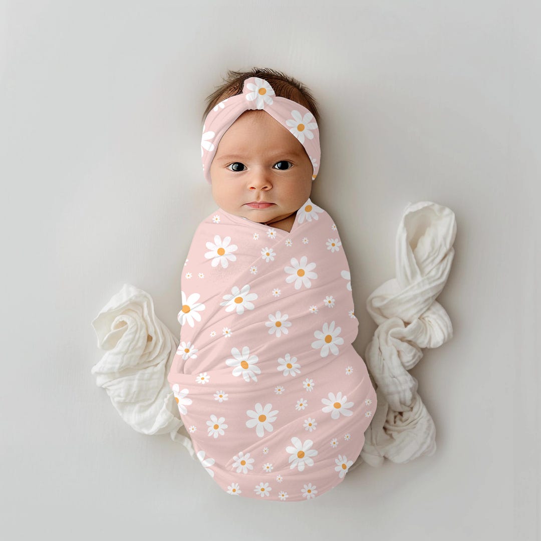 Pink Daisy Blanket, Floral Swaddle Blanket, Baby Girl Blanket, Baby ...
