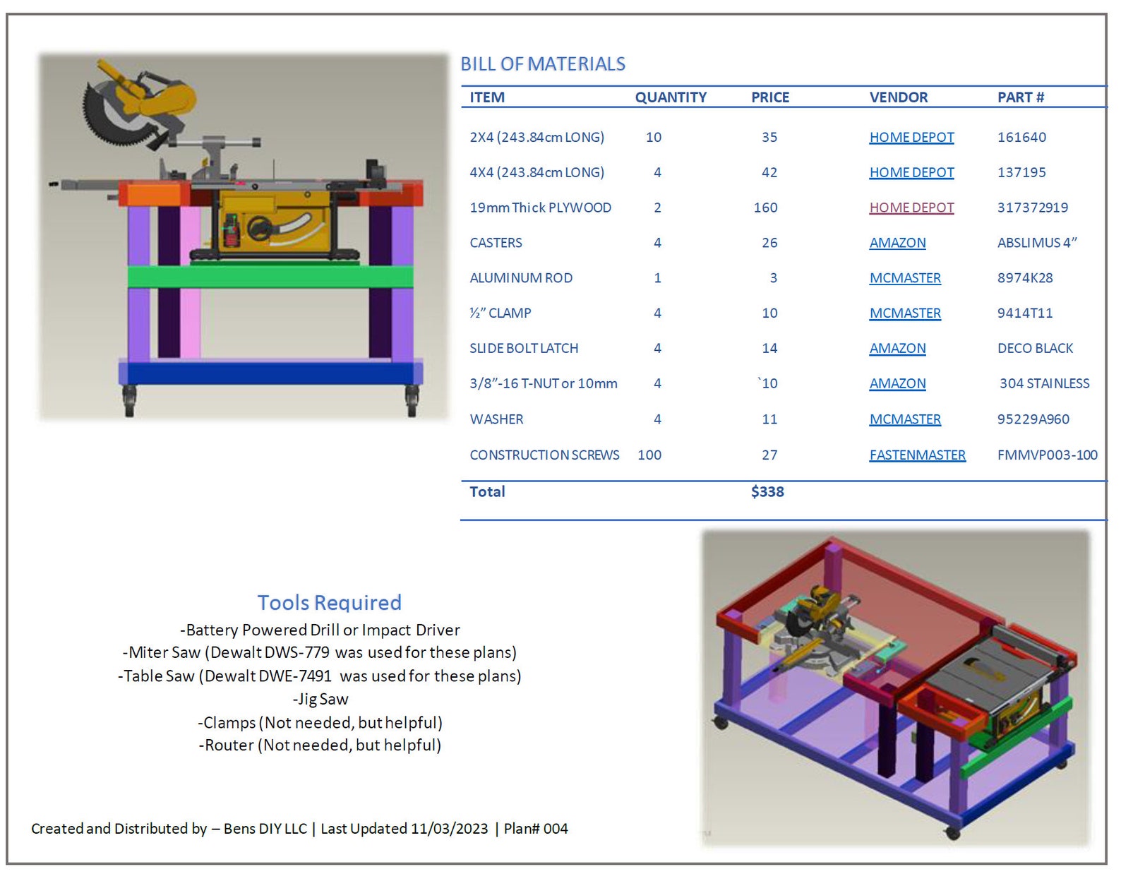 Metric - Workbench Plans - Flipping Miter Saw | Table Saw - Etsy
