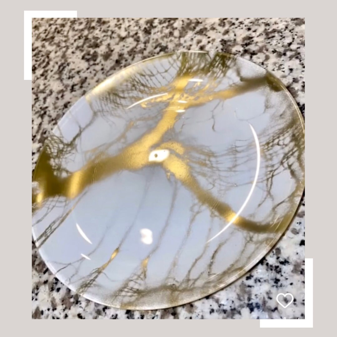 Set of 4 Elegant Marble Plate Luxurious Serving Dish for Cheese ...