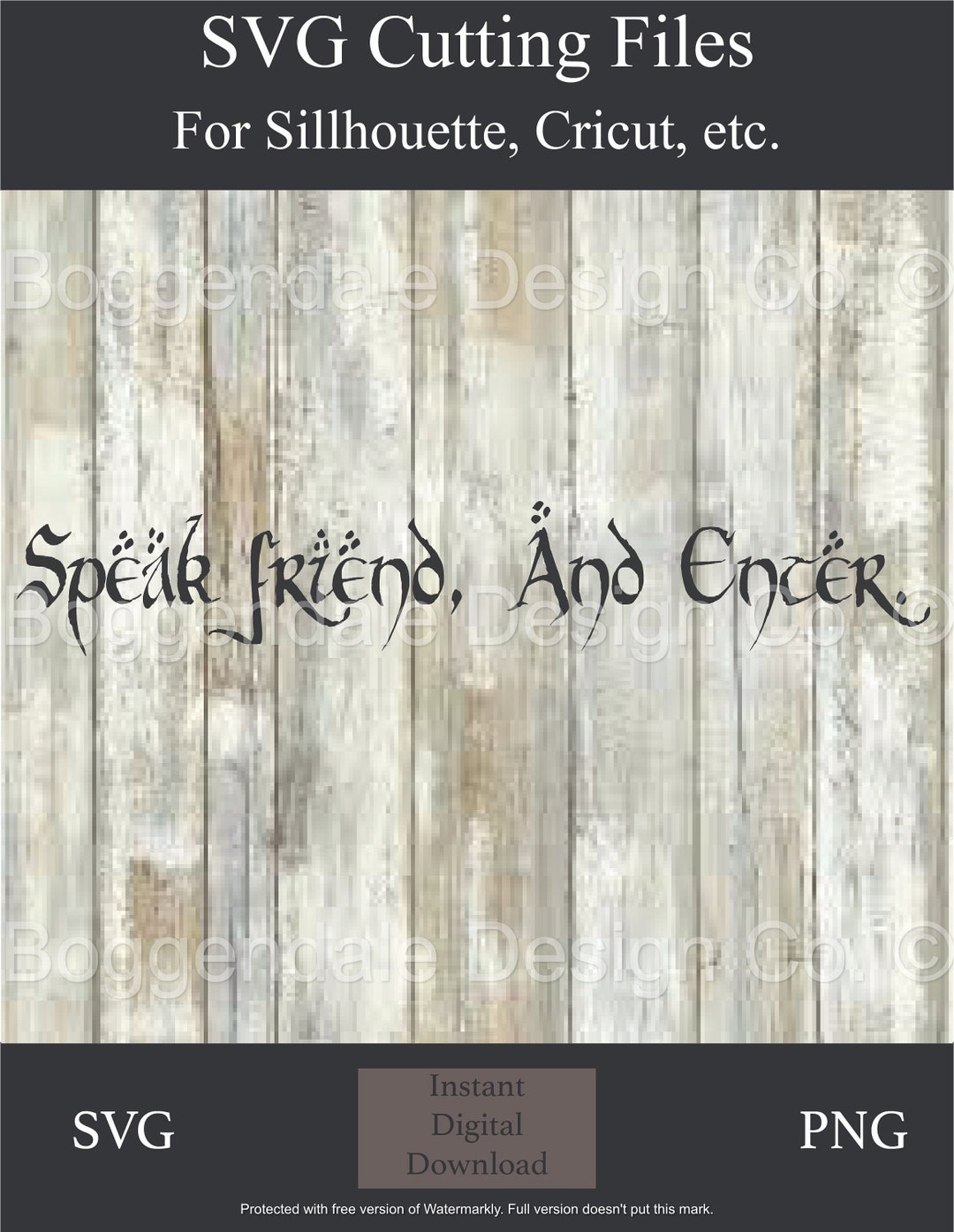 LOTR SVG Files, Speak Friend and Enter, Cricut Cut File, Silhouette Cut File, Project Ready. - Etsy