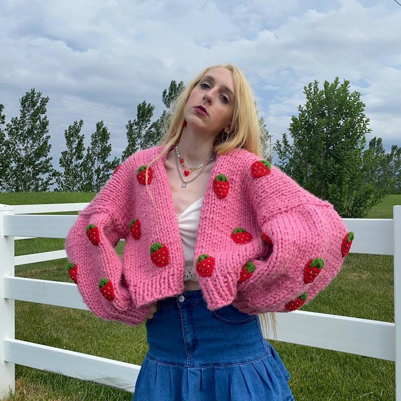 Strawberry Cardigan - Etsy