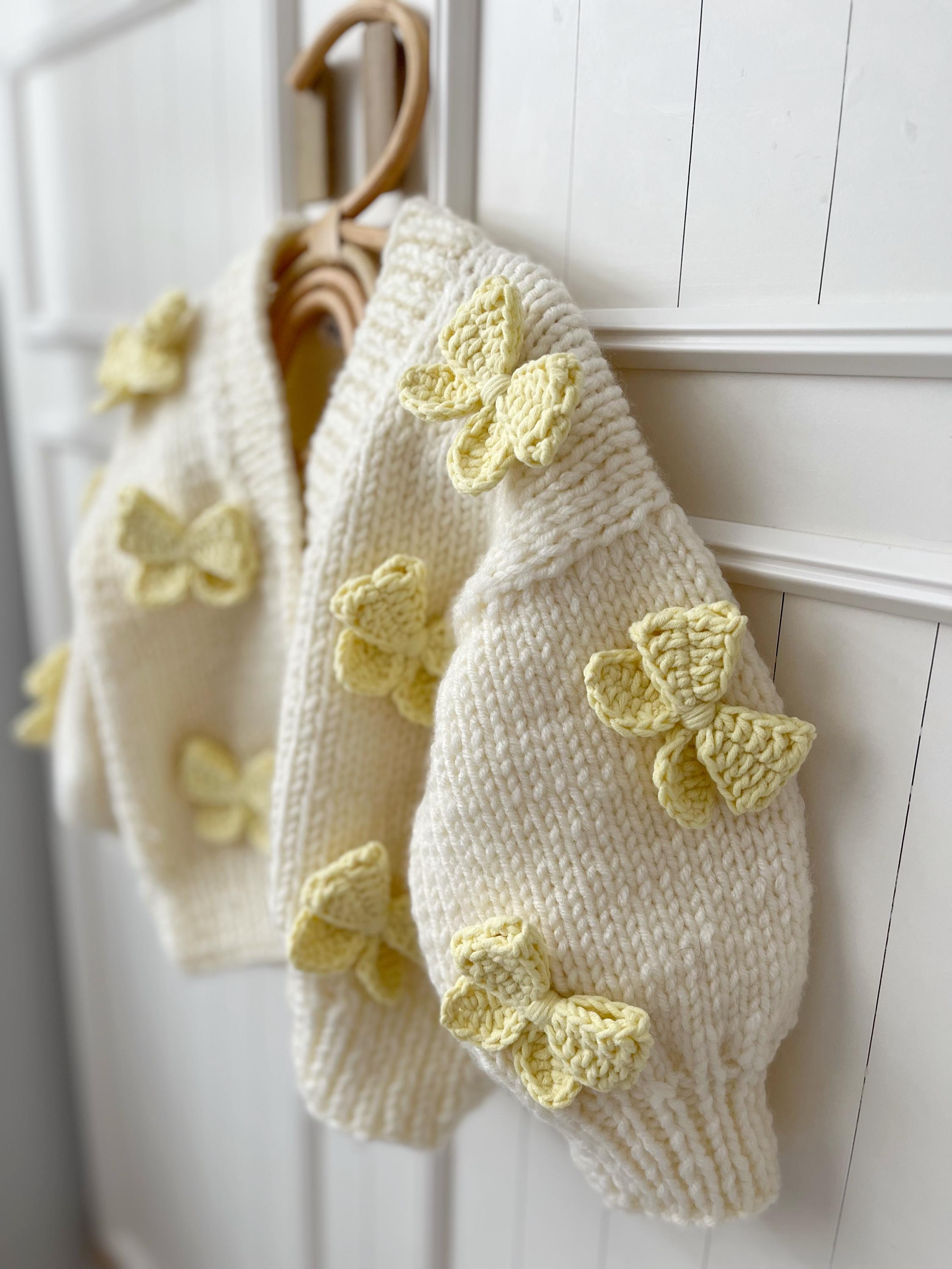 Mysisloops Butter Yellow Bows Cardigan,pink Cardigan,kids Sweaters ...