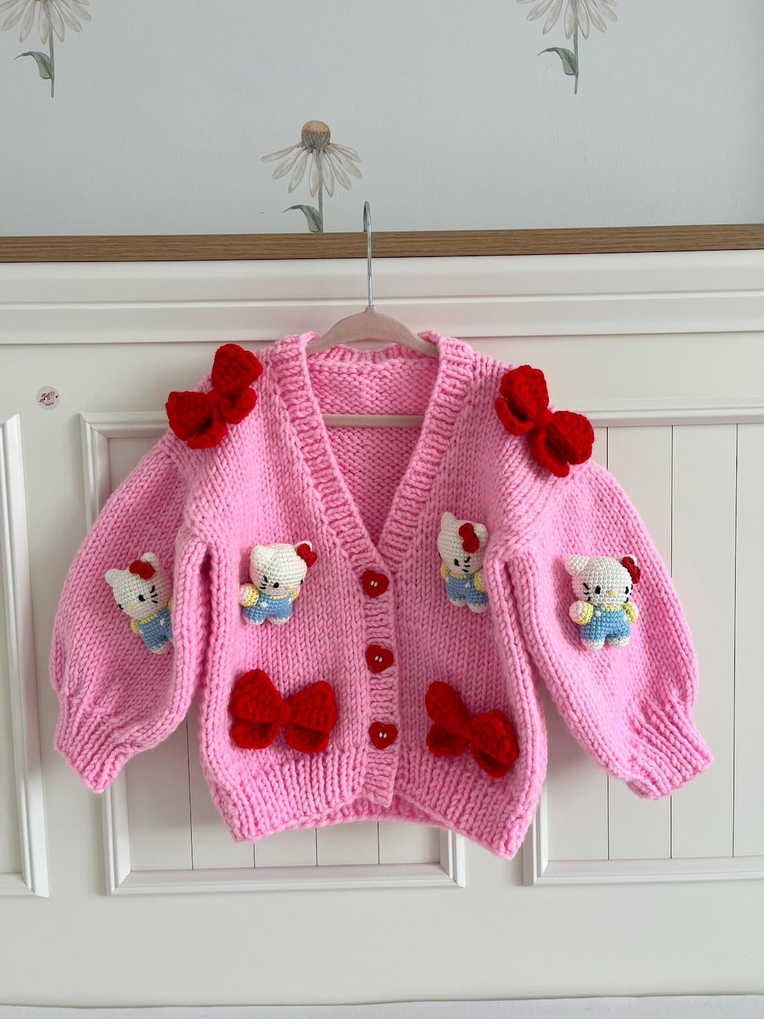 Hello Kitty Cardigan With Red Bows , - Etsy