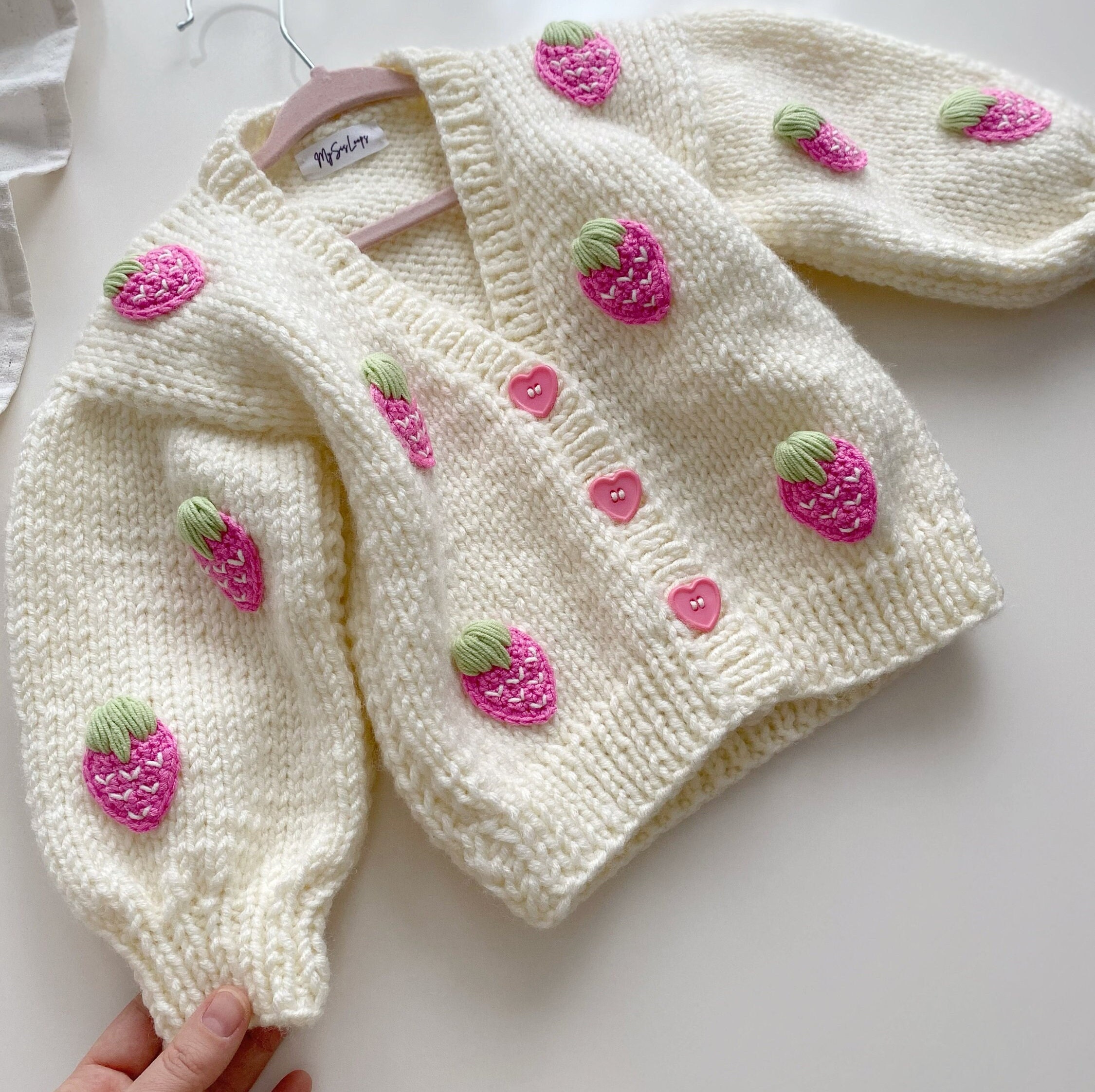 Cute Pink Strawberry Cardigan,strawberry Cardigan,baby Knit Products ...