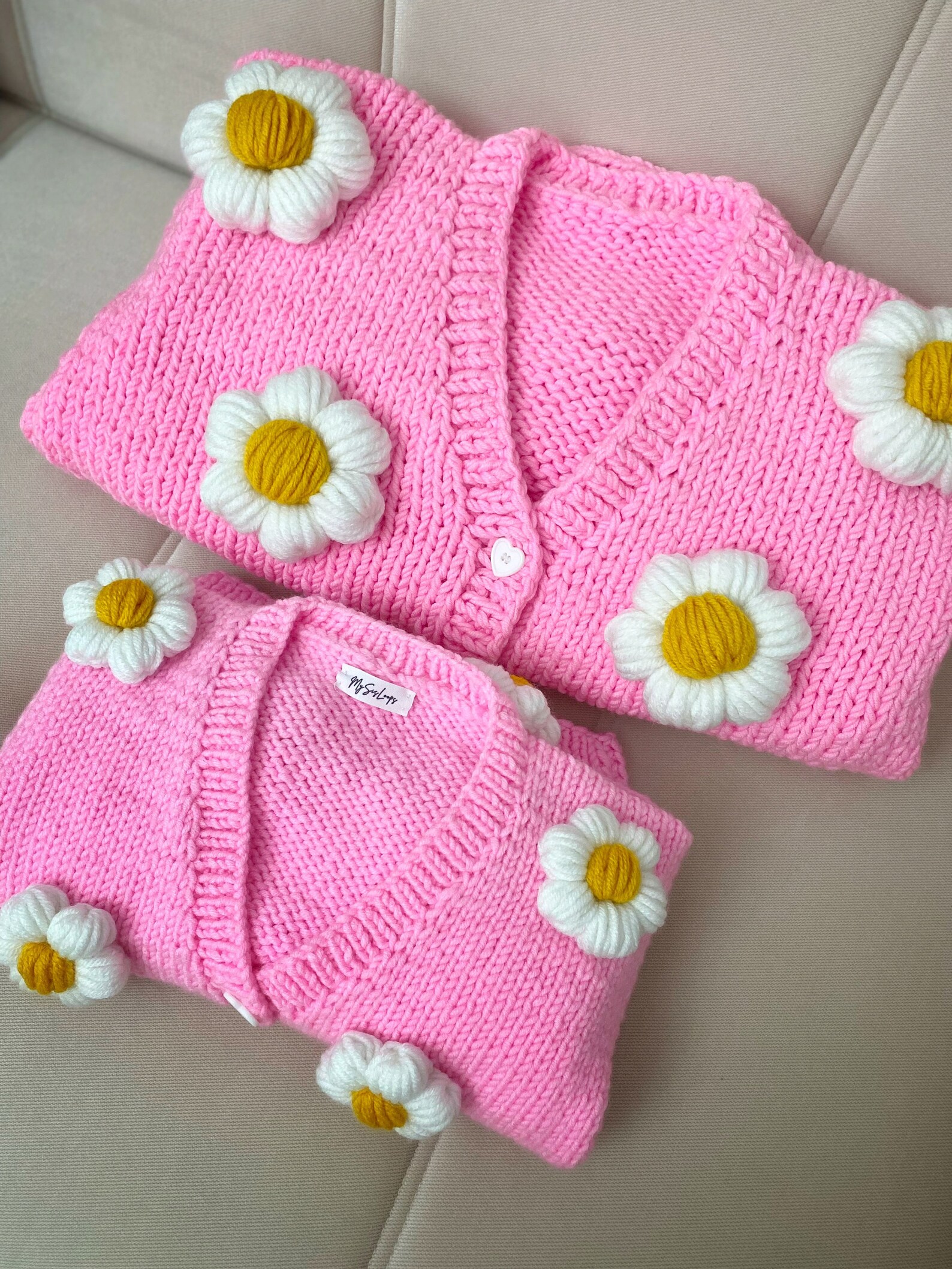 Mom-daughter Daisy Cardigan Combination /chunky Cardigan /knit Cardigan ...