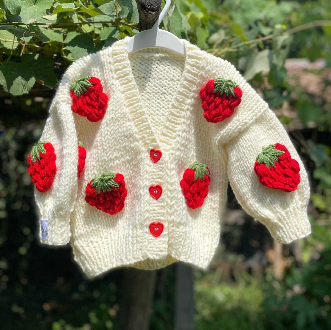 Big Strawberry Cardigan ,knitted Handmade Baby Strawberry Cardigan ...