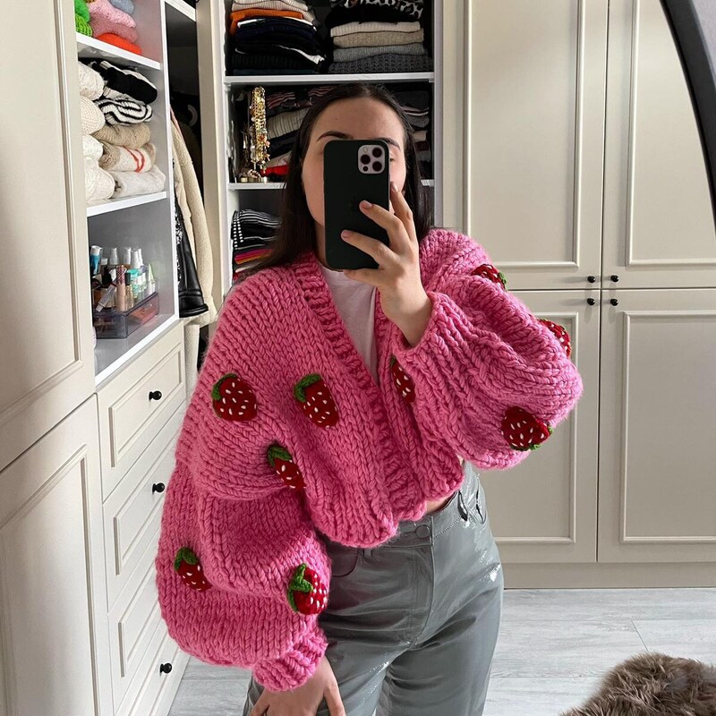 Strawberry Cardigan - Etsy
