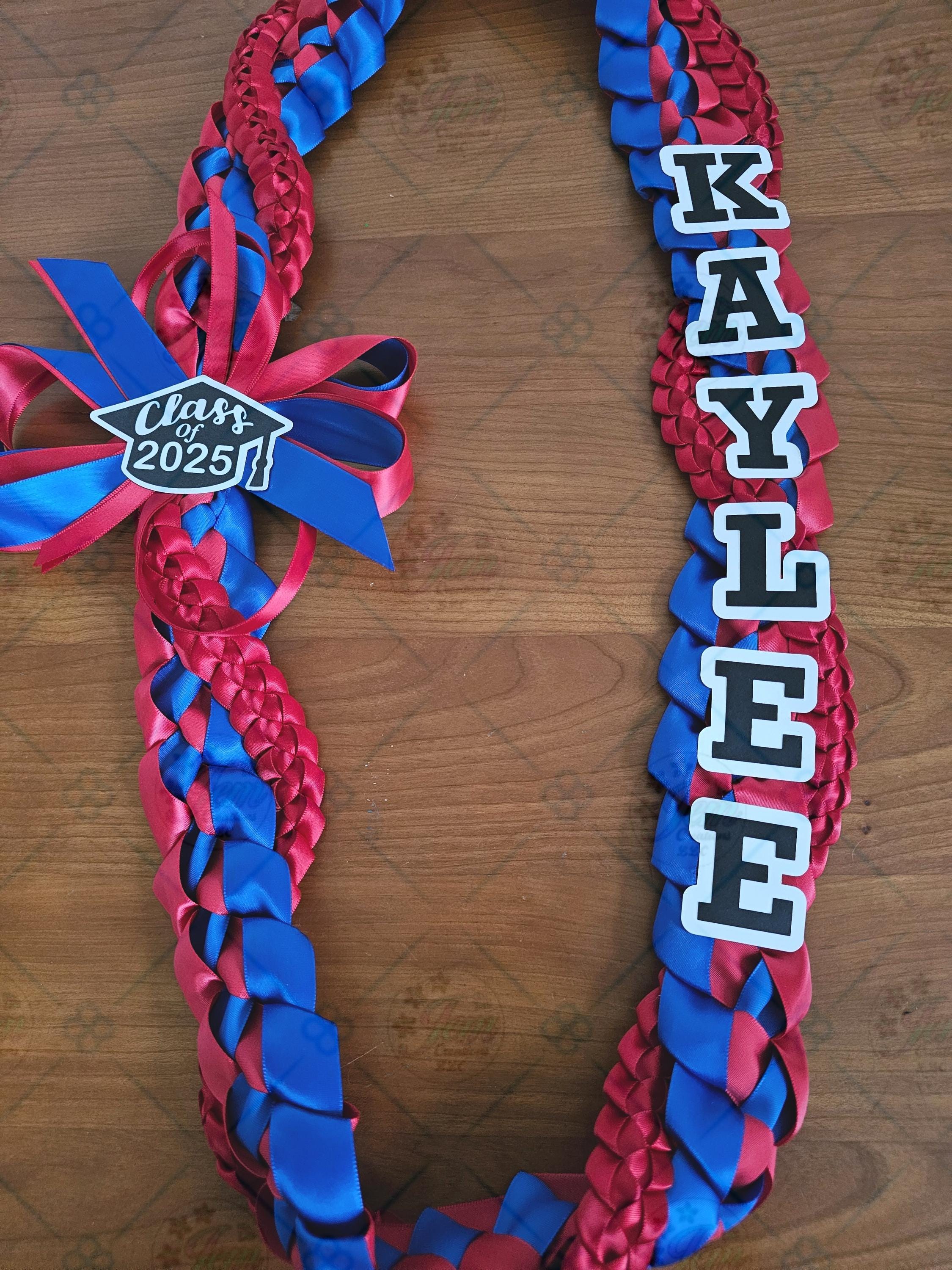 3 Color Grad Lei | Hawaiian Style Lei | Graduation Lei With Name ...