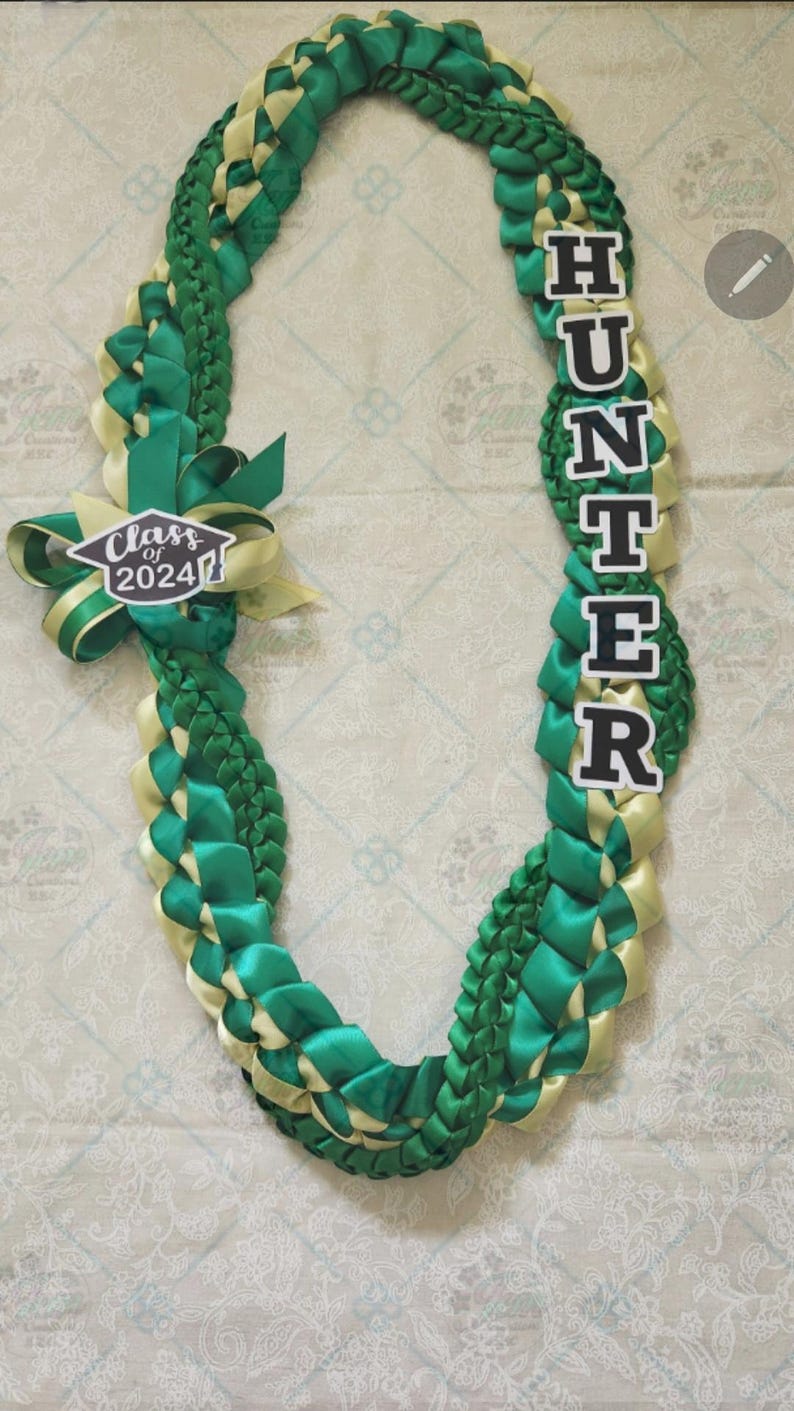 3 Color Grad Lei | Hawaiian Style Lei | Graduation Lei With Name ...