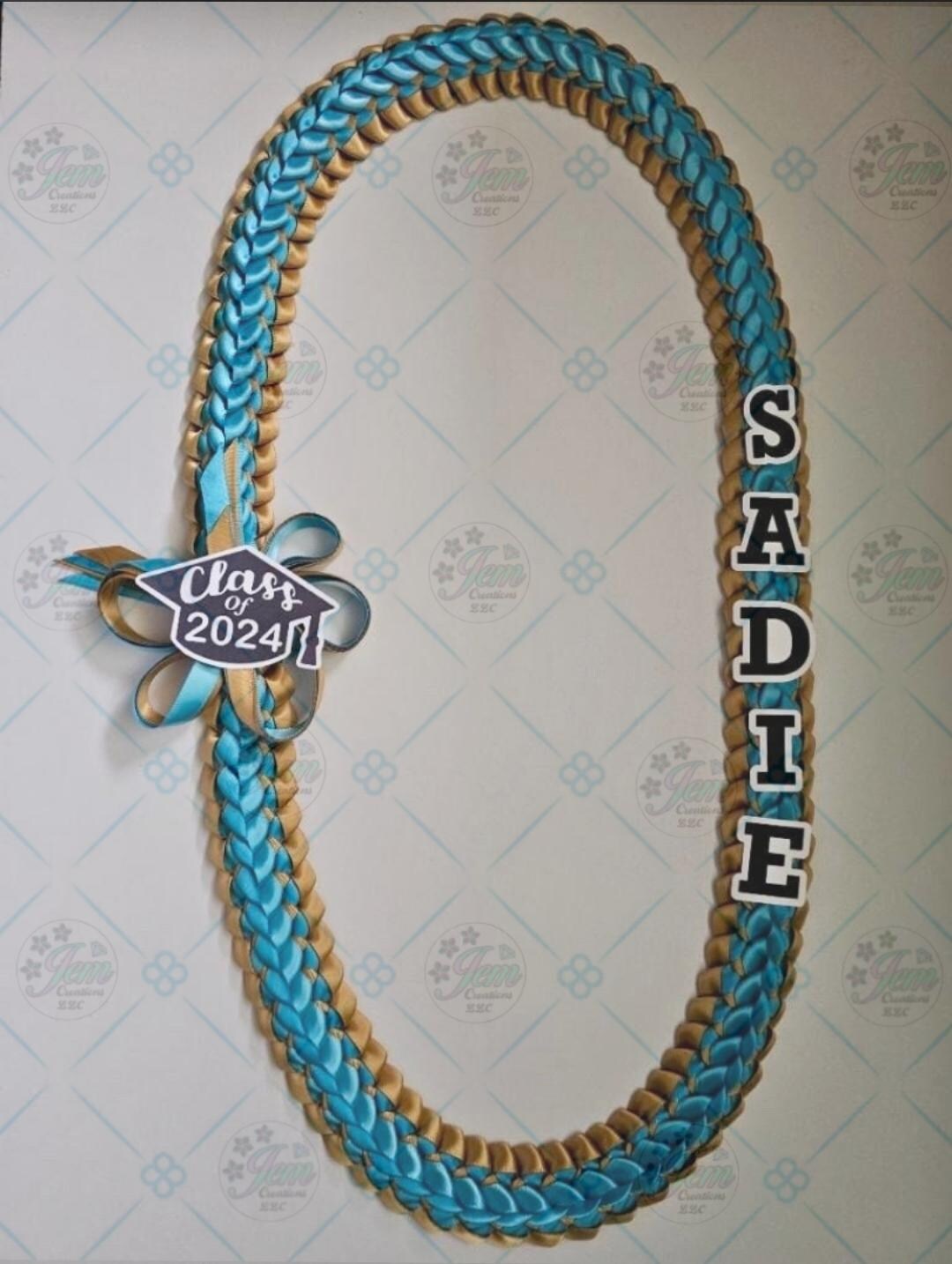 Graduation Lei With Name | Double Braided | Hawaiian Style | Ribbon ...