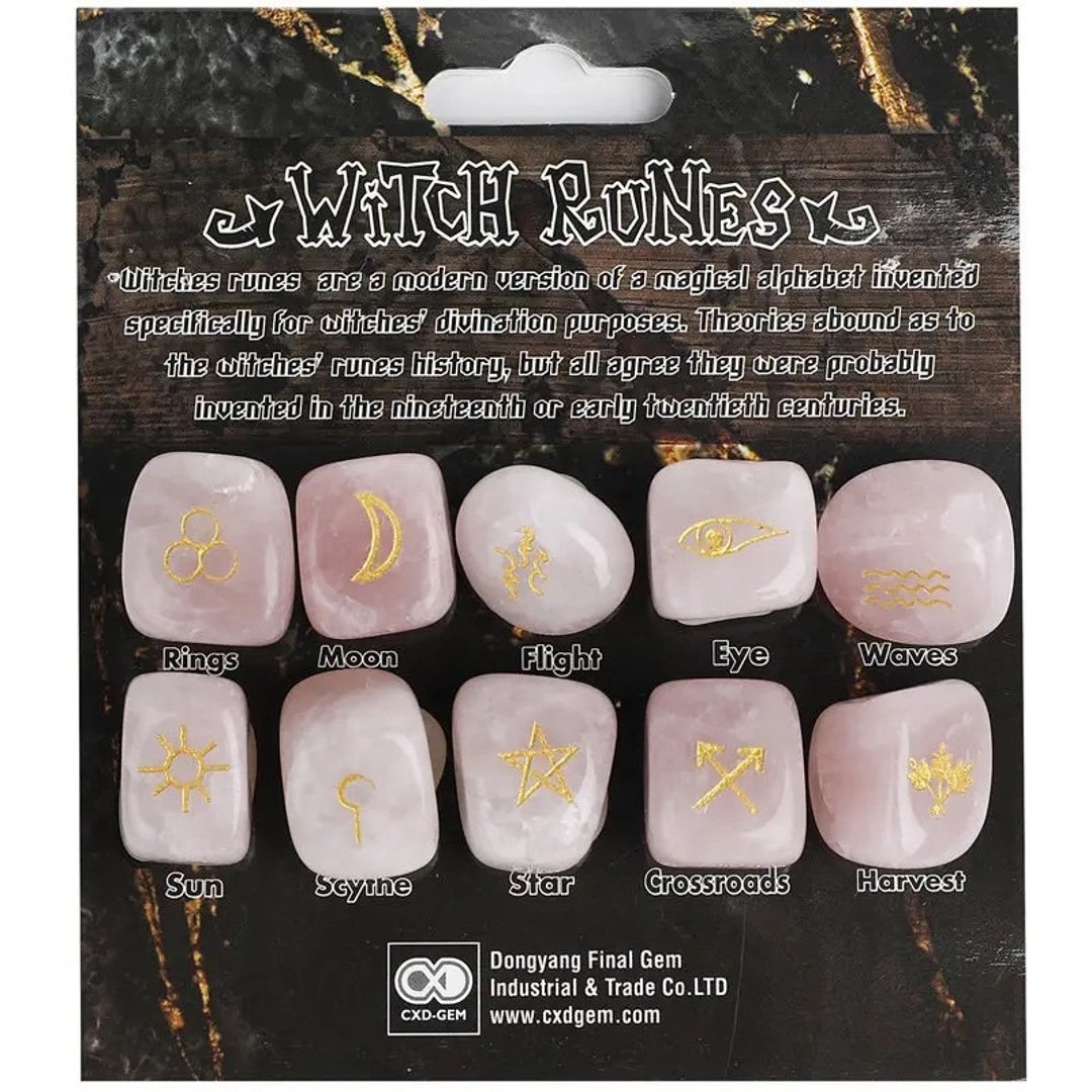 10pcs Natural Stones Crystal Witch Rune Set Divination Energy Healing ...